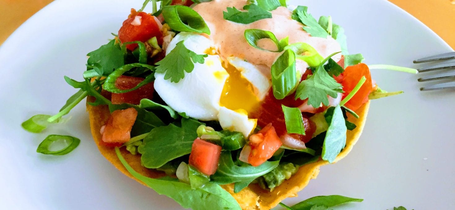 Tostada Brunch Bowl with Chipotle Lime Crema | Quisine Queen B