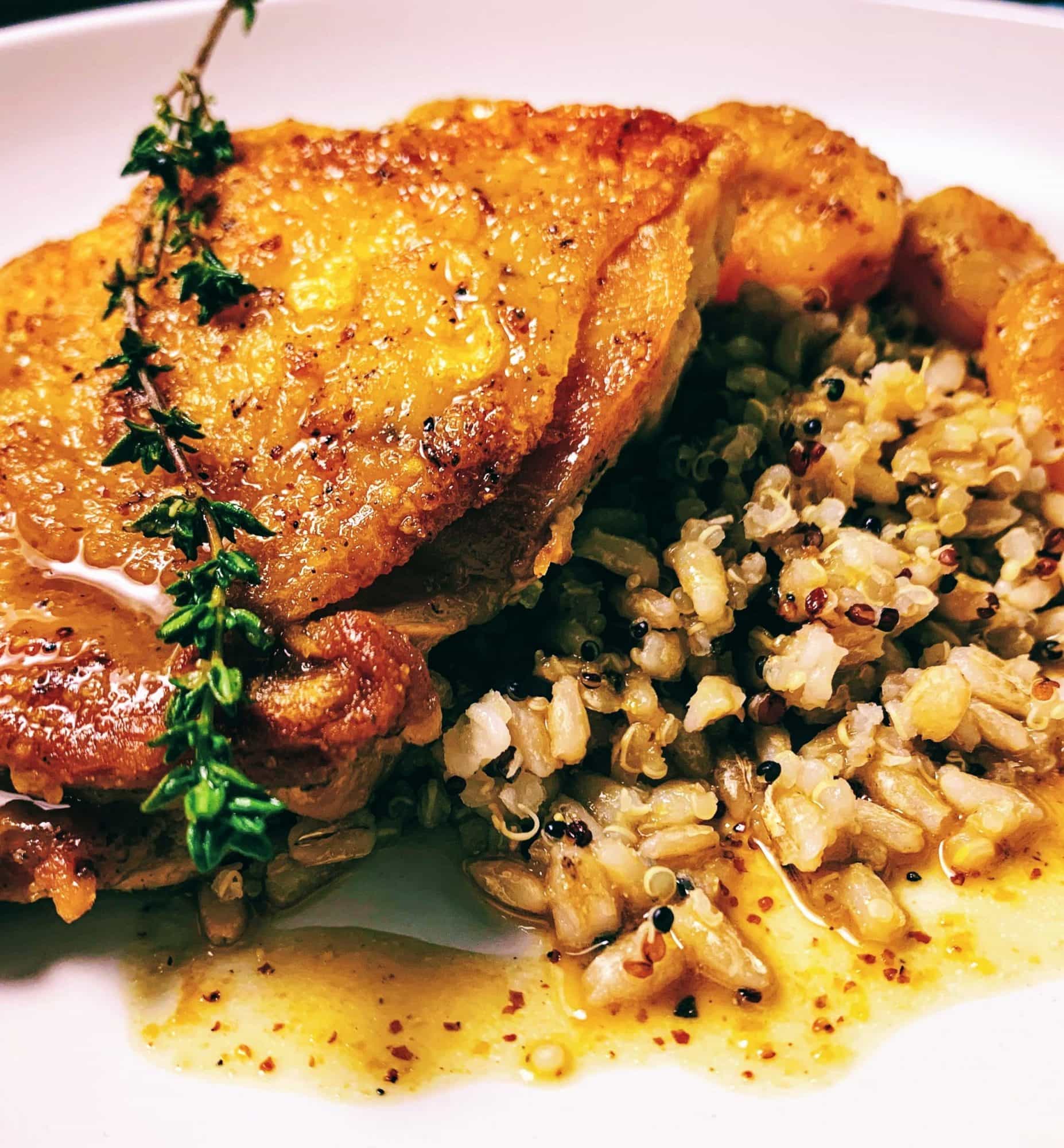 Honey Mustard Chicken with Apricots & Thyme | Quisine Queen B